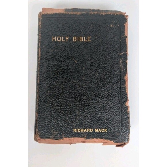 Other | Vtg Holy Bible King James Kjv Genuine Leather Red Letter Maps ...